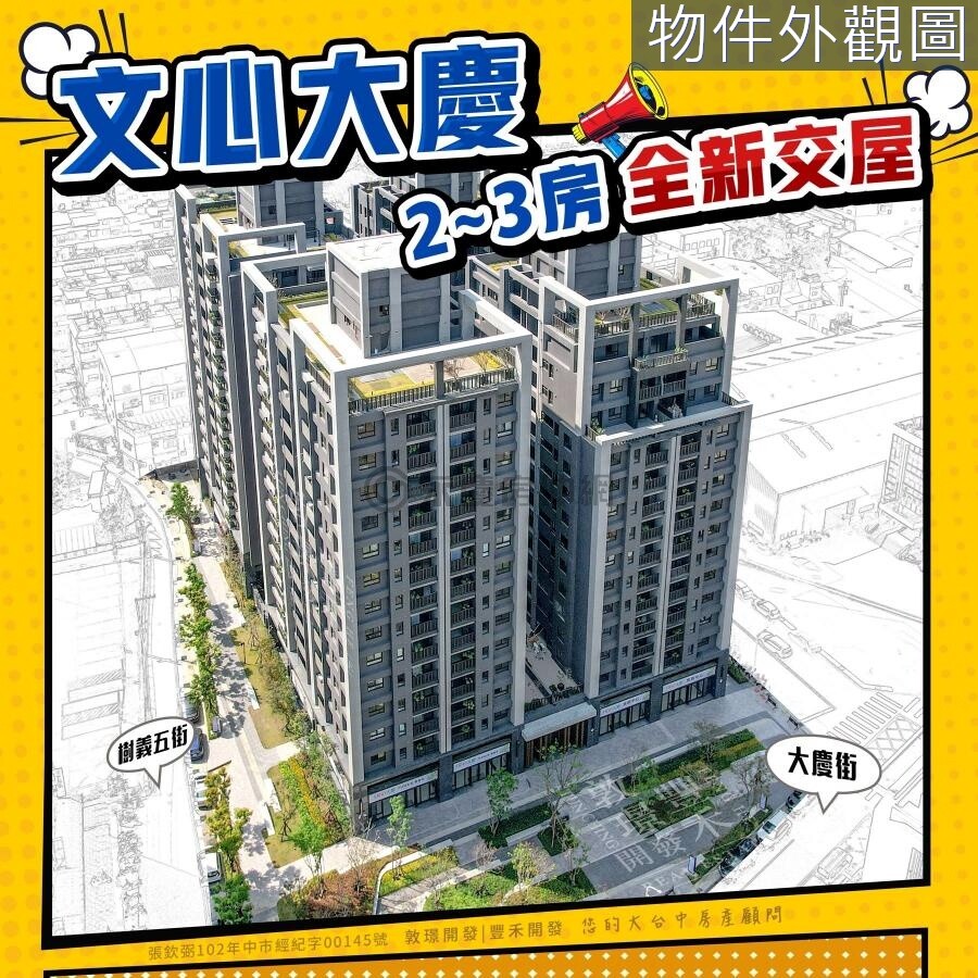 文心大慶台中市南區大慶街一段電梯大廈⭐台中買屋⭐文心大慶|邊間大兩房平車視野戶 房屋出售 樂屋網