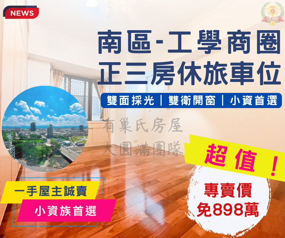 博克萊台中市南屯區大墩七街電梯大廈博克萊邊間朝南全新未住／已附家具／美兩房休旅車 房屋出售 樂屋網